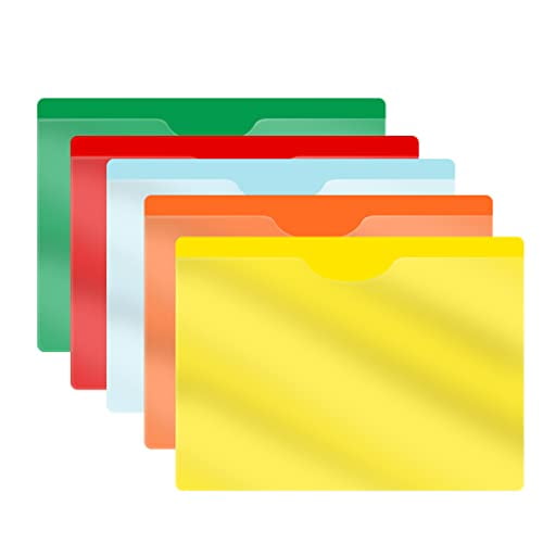 Stuff- 100 Pack, Vinyl Plastic Pocket File Folders Closed Sides, Letter ...