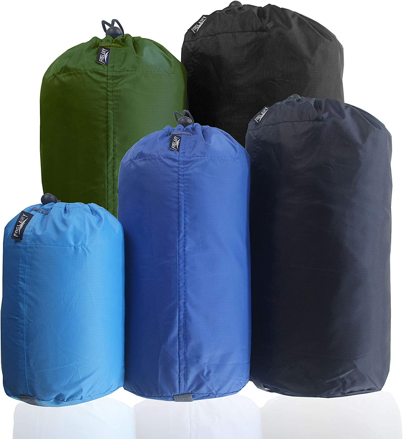 Stuff Sack Set 5-Pack (3L&5L&9L&15L&20L), Ultralight Ditty Bags with ...