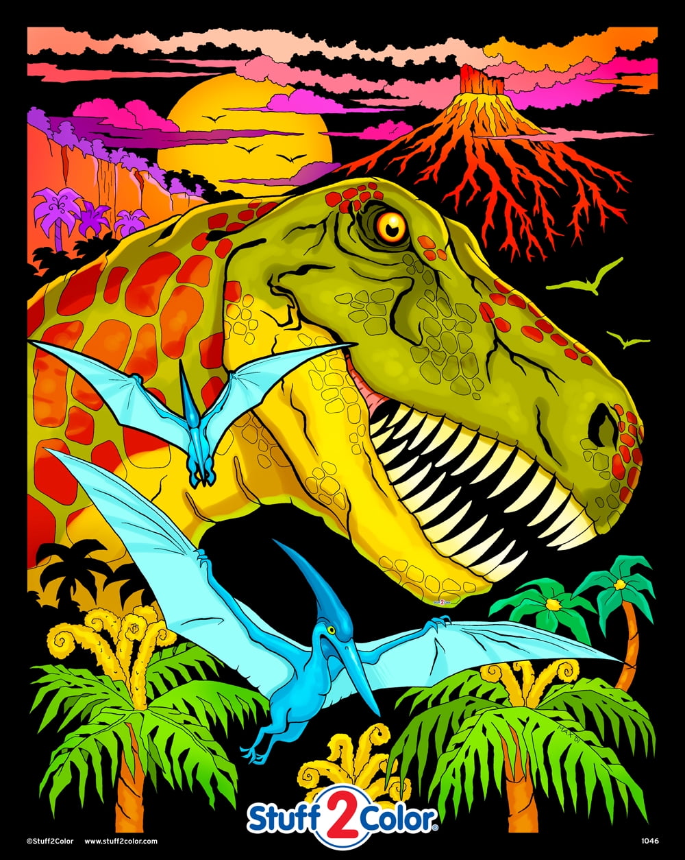 Stuff2color T-Rex Jungle 16” x 20” Velvet Coloring Poster - Walmart.com