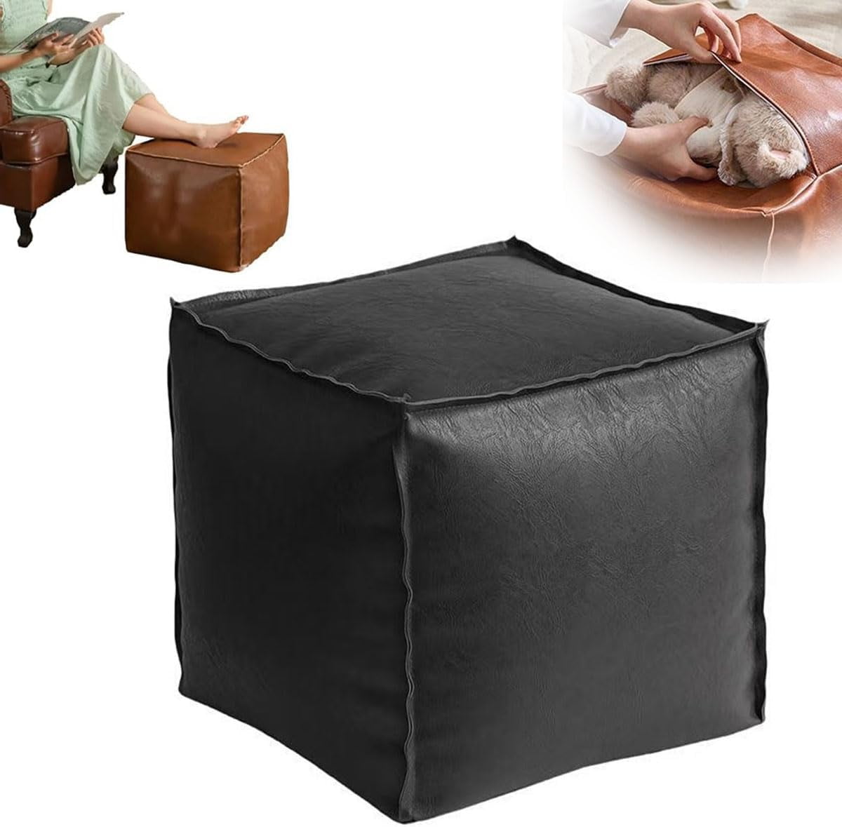 Stuffable Cushion Bag, 16 inch Floor Footrest Cushion Storage Solution ...