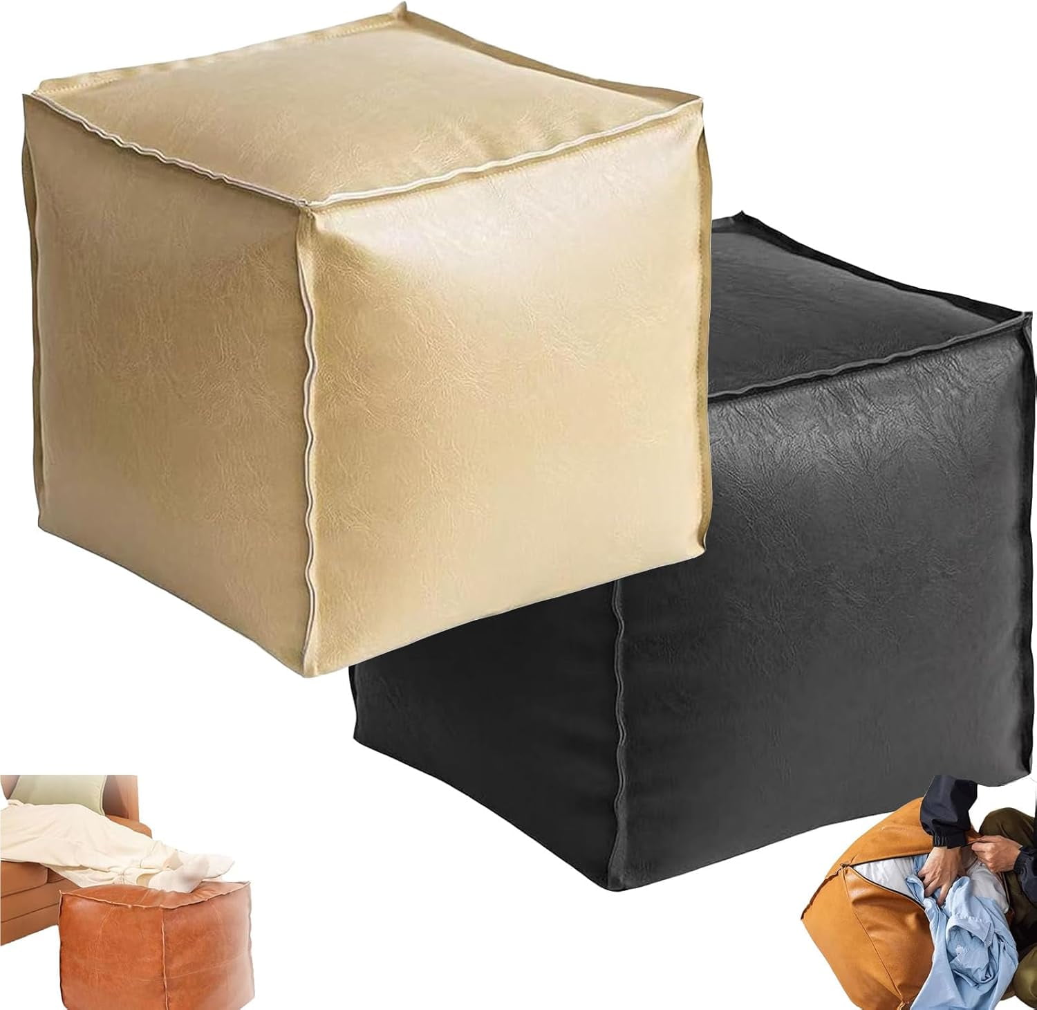 Stuffable Cushion Bag, 2025 New 16 Inch Floor Footrest Cushion Storage ...