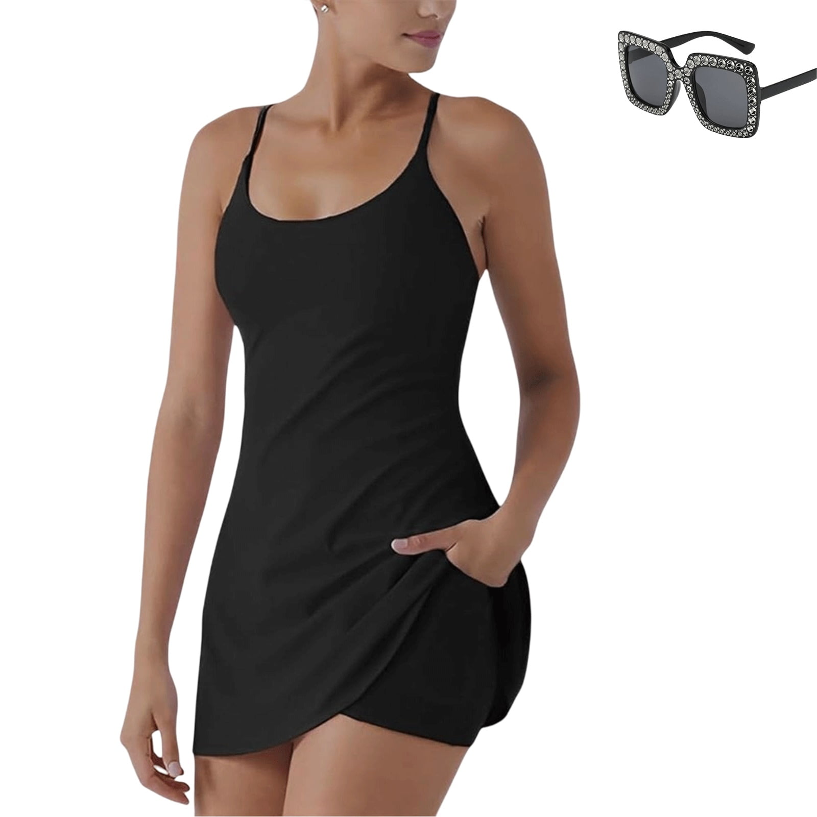 Stuffdatas Tummy Control Backless Workout Dress for Women Built-in ...