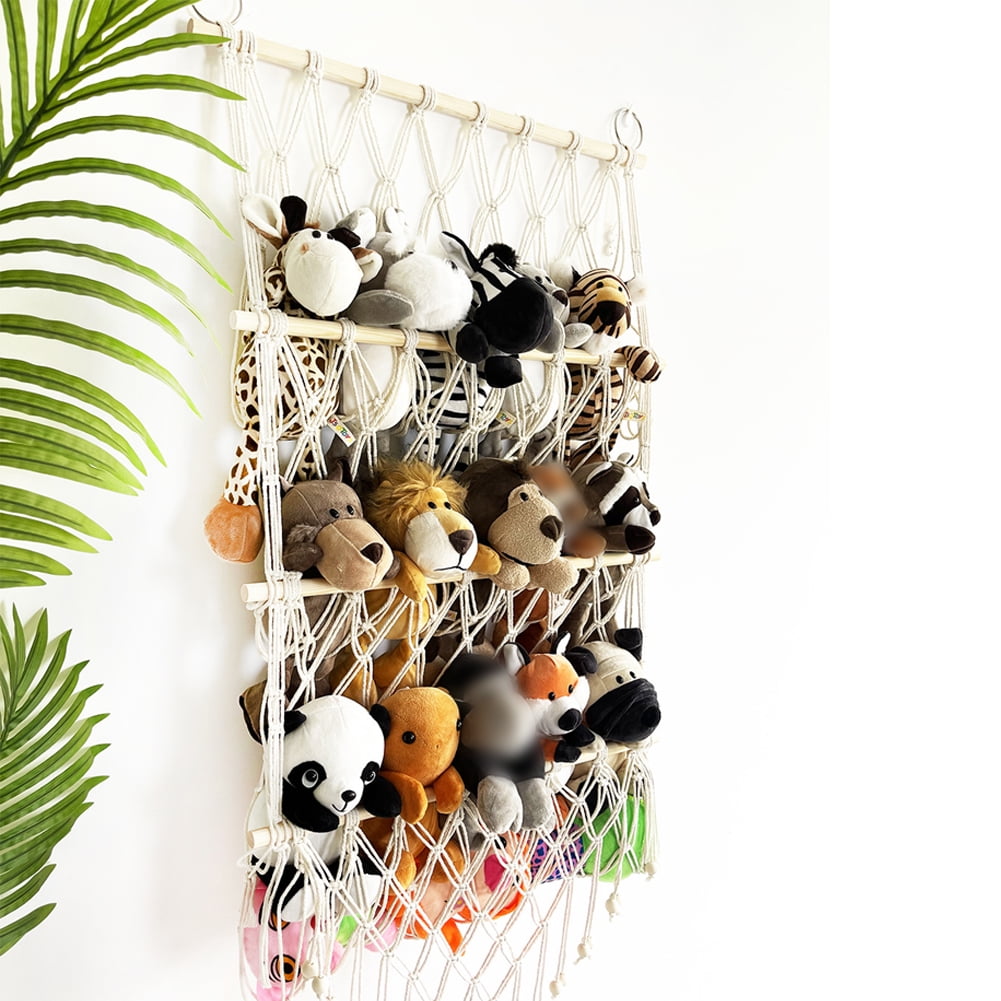 Stuffed Animal Display Holder Net With Tassels Hand-Woven Cotton Rope ...