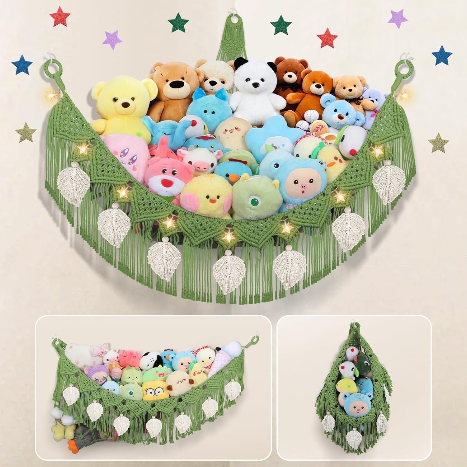 Stuffed Animal Hammock Corner, 56" Jumbo Large Ceiling Wall Hanging ...