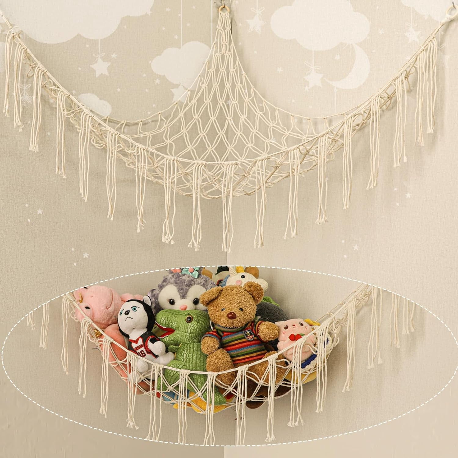 Stuffed Animal Hammock Corner, Hand-Knitted Large Plushie Net Toy ...