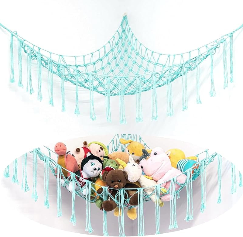 Stuffed Animal Hammock Corner, Hand-knitted Large Plushie Net Toy ...