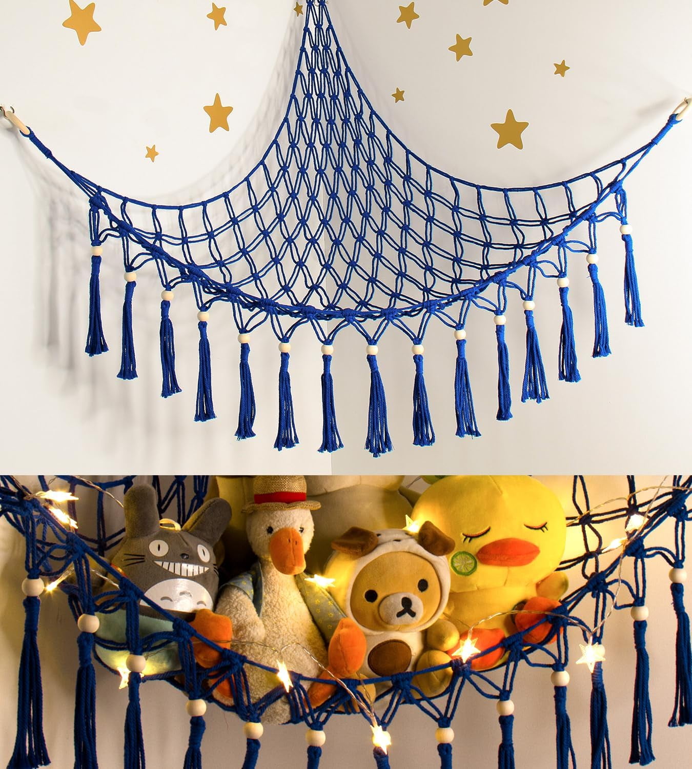 Stuffed Animal Hammock Corner with LED Light - Toy Storage Net ...