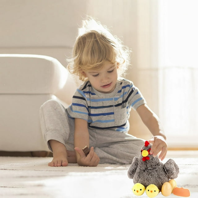 Stuffed Animal Plush Toy Egg Laying Hen with Realistic Sounds,Include 2 ...