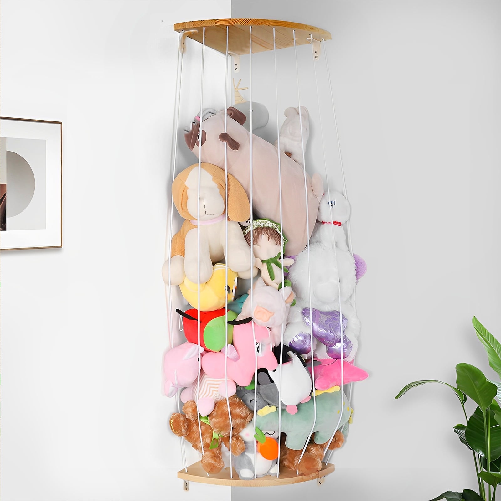 Stuffed Animal Storage Corner Cage Large Wooden Plushie Toys Holder ...
