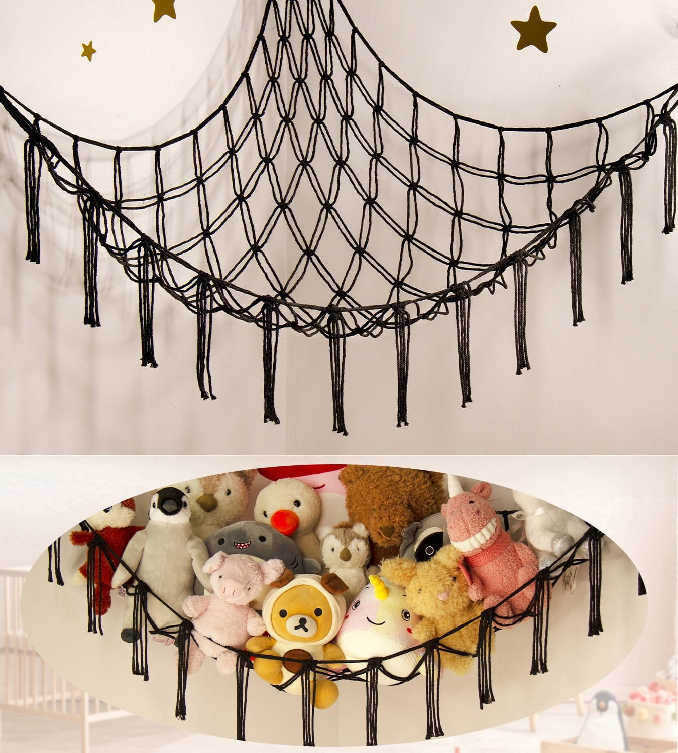 Stuffed Animal Storage Hammock or Net Corner - Large Toy Hammock Net ...