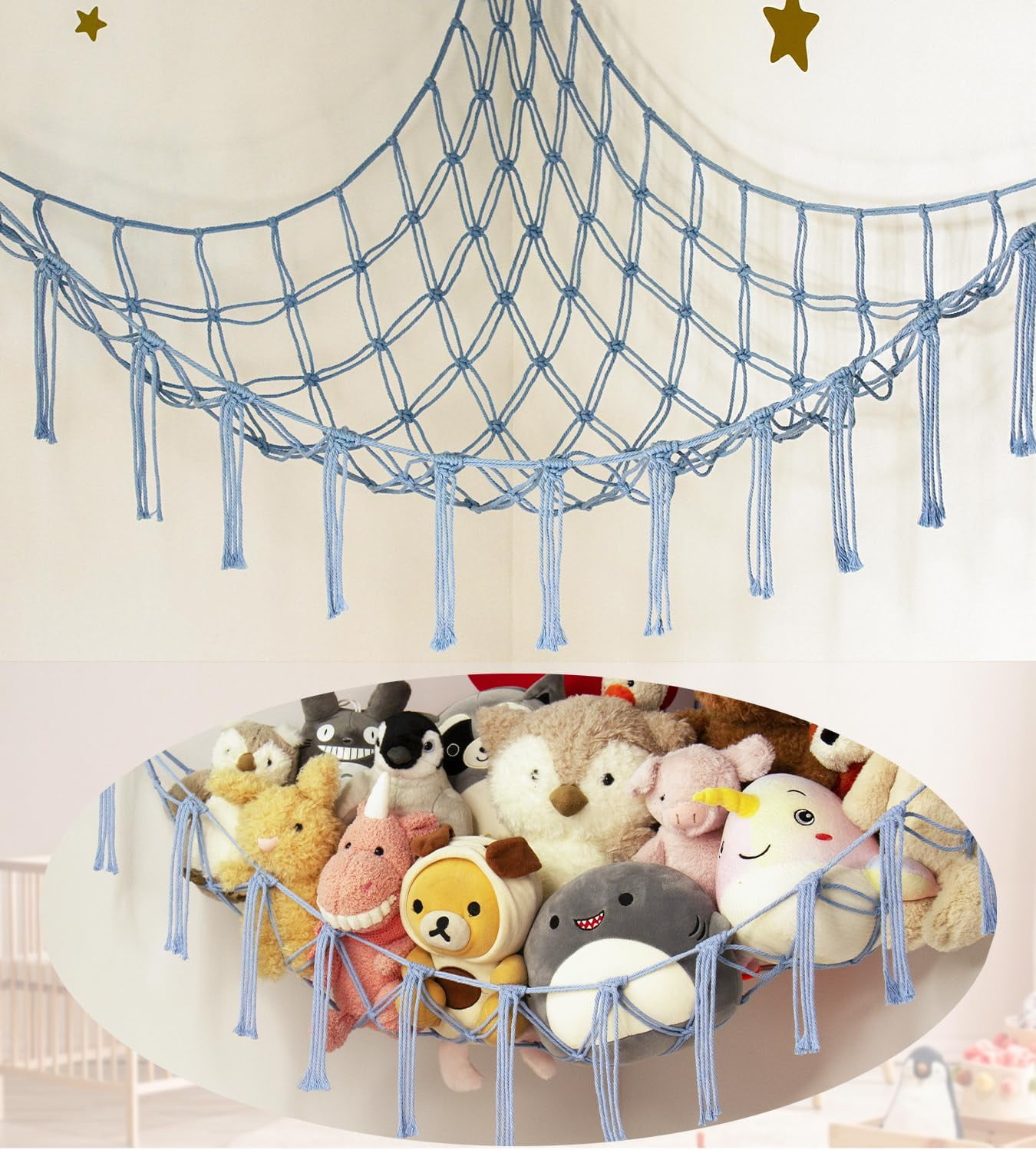 Stuffed Animal Storage Hammock or Net Corner - Large Toy Hammock Net ...