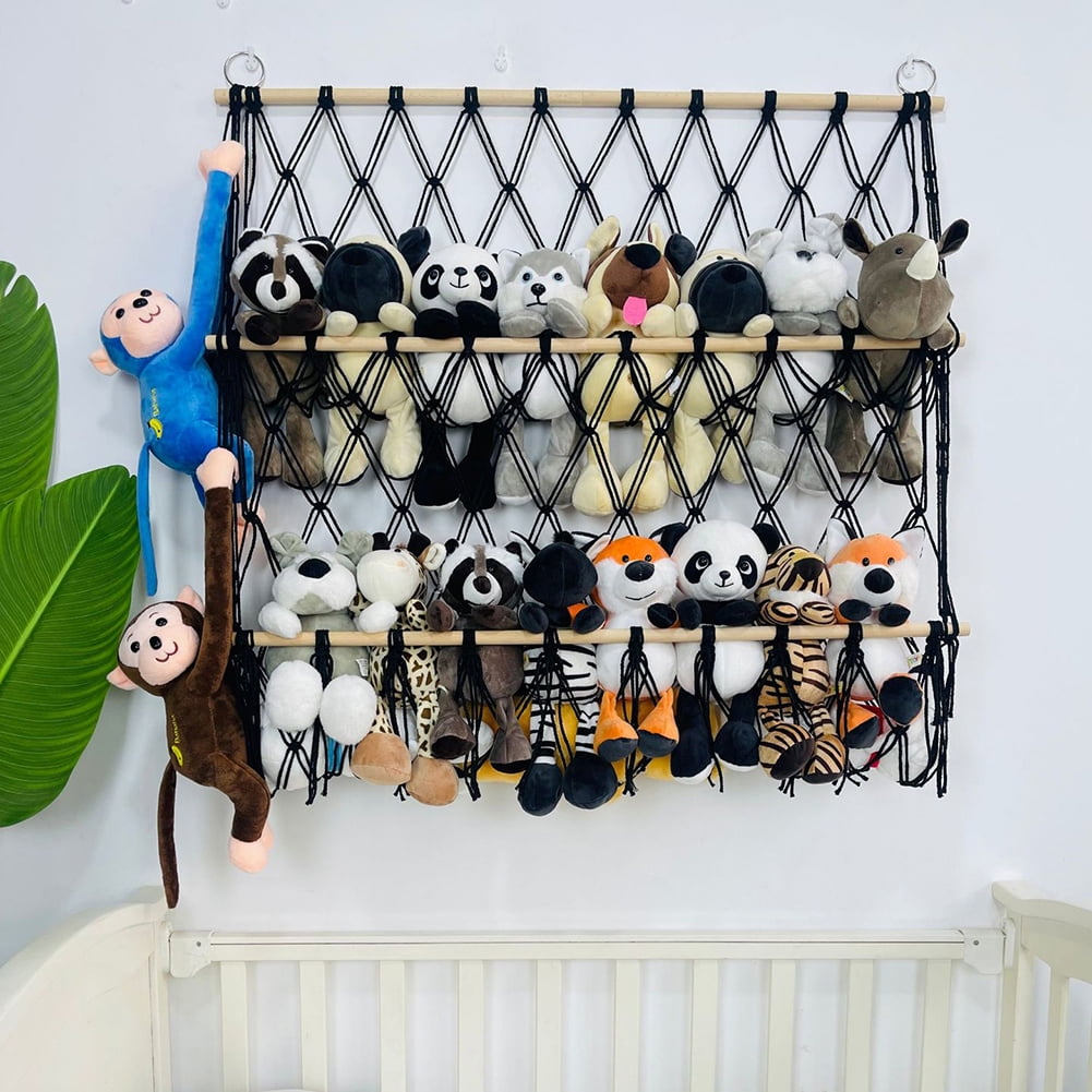 Stuffed Animal Storage Hammock, Wooden Stuffed Toy Net Hammock Hanging ...
