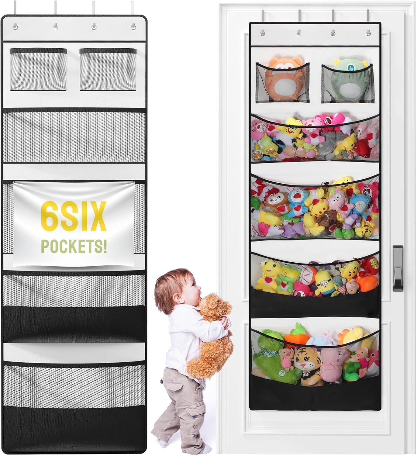 Stuffed Animal Storage, Hanging Organizer for Stuffed Animals with 6 ...