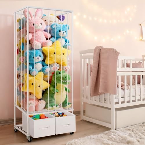 Stuffed Animal Storage - Large Stuffed Animal Zoo Holder with 2 Toy ...