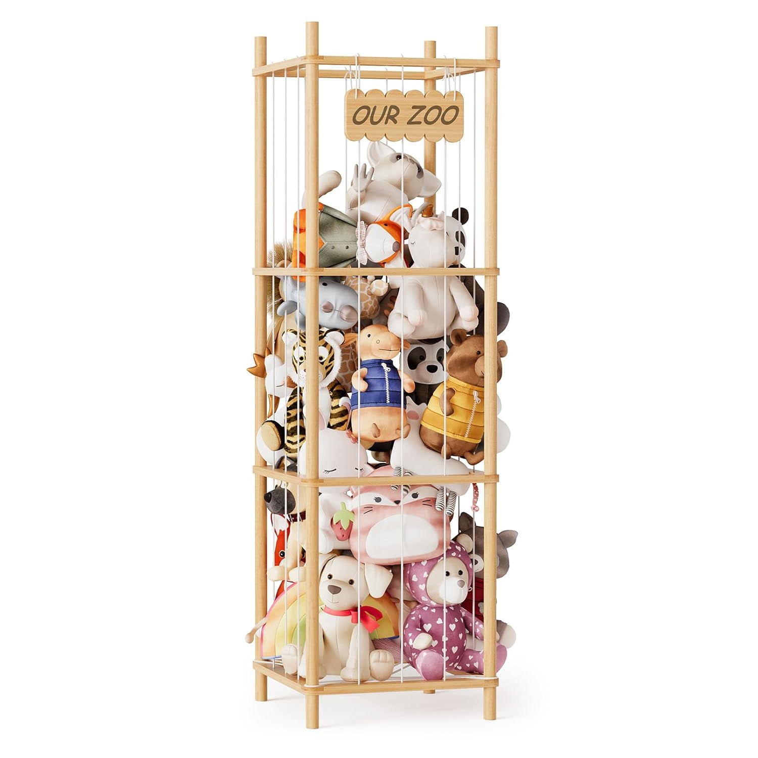Stuffed Animal Storage Organizer, Wood Animals Zoo Toy Plushies Storage ...