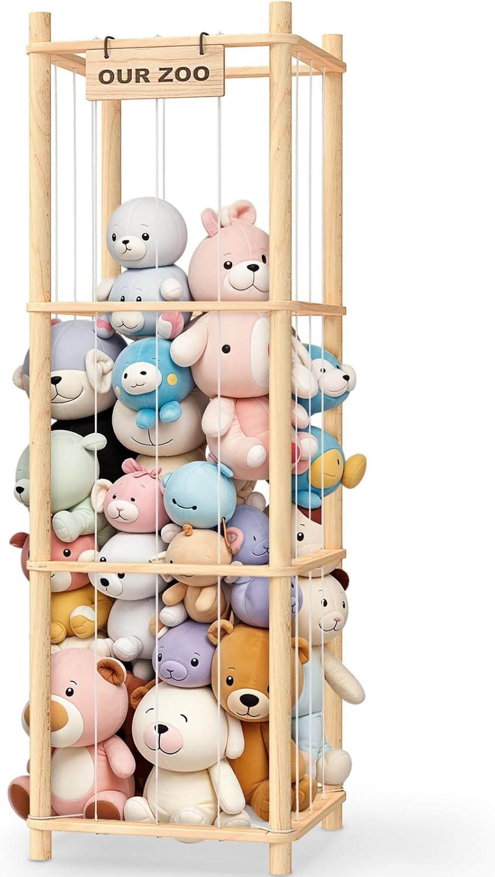 Stuffed Animal Storage & Organizer, Wooden Cute Zoo Toy Holder for ...