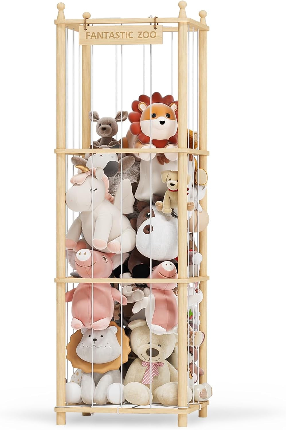 Stuffed Animal Storage, Space Saving Plush Toy Organizer, Wooden Cute ...