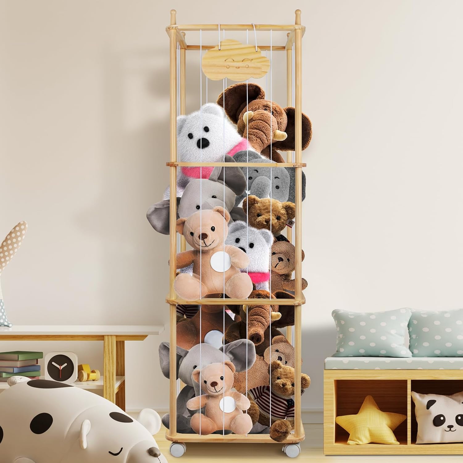 Stuffed Animal Storage Stuffed Animal Zoo Wood Soft Toy Organizer Plush ...
