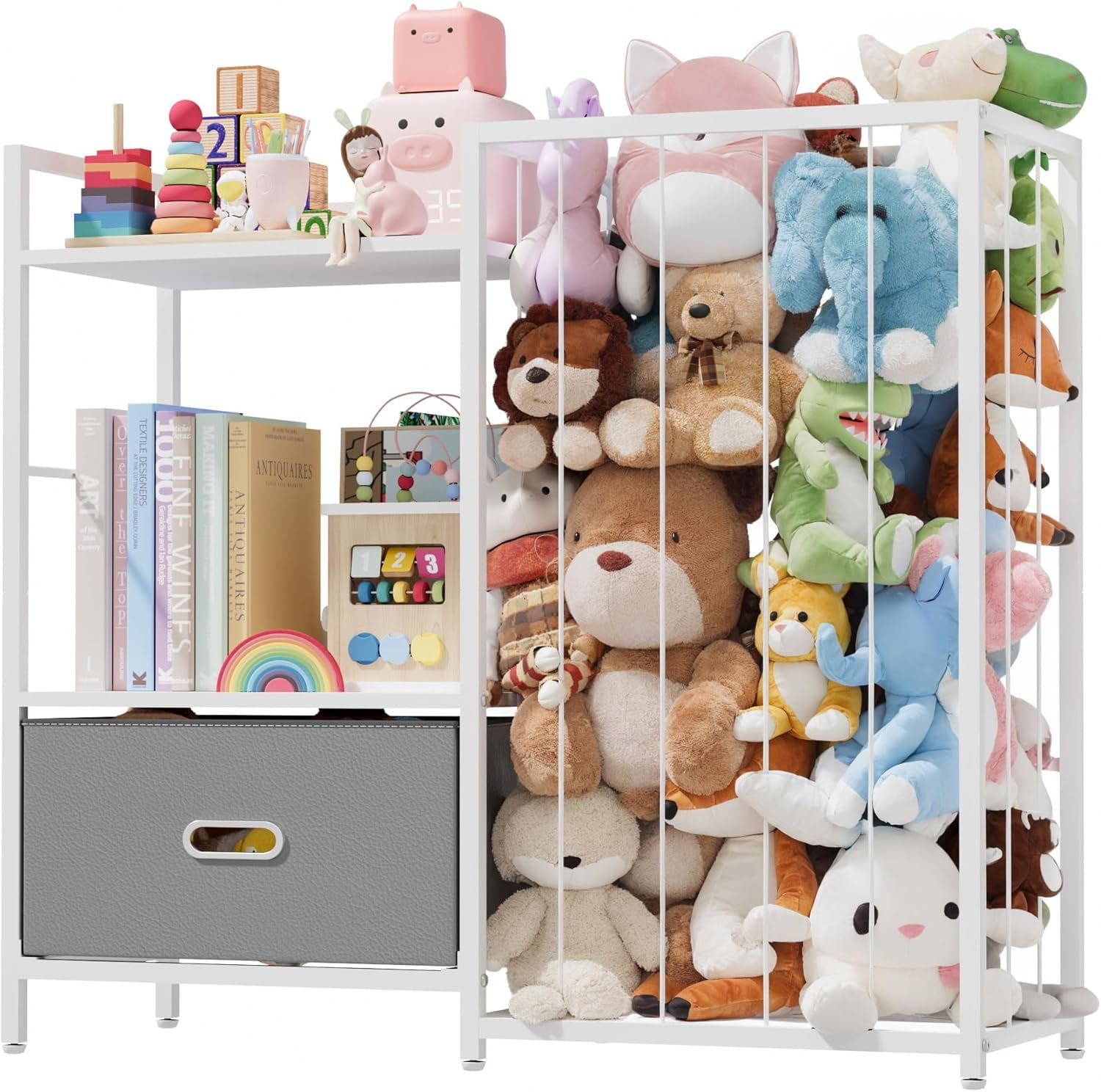 Stuffed Animal Storage Toy Storage Organizer, Metal Toy Box with Kids ...