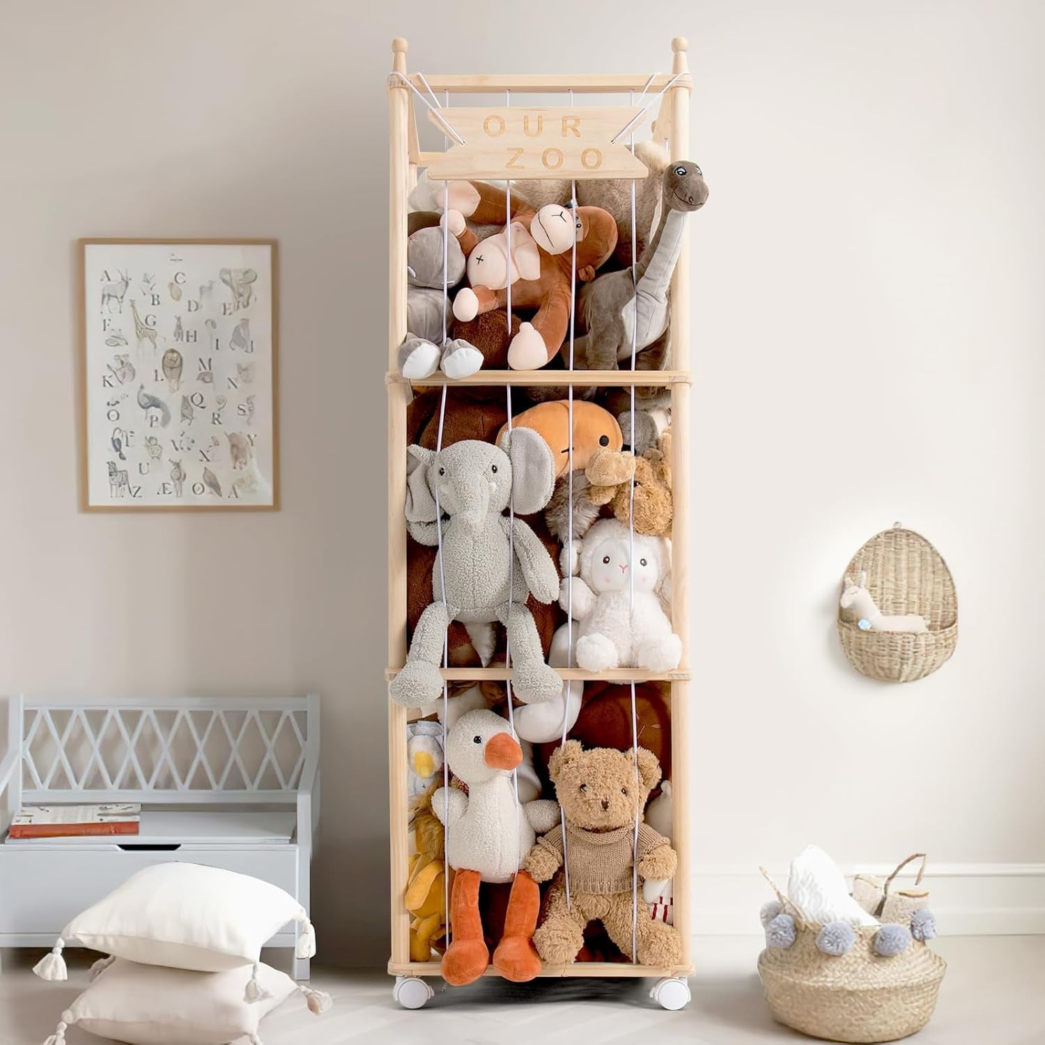 Stuffed Animal Storage, Wood Stuffed Animal Zoo Storage,Space Save Toy ...
