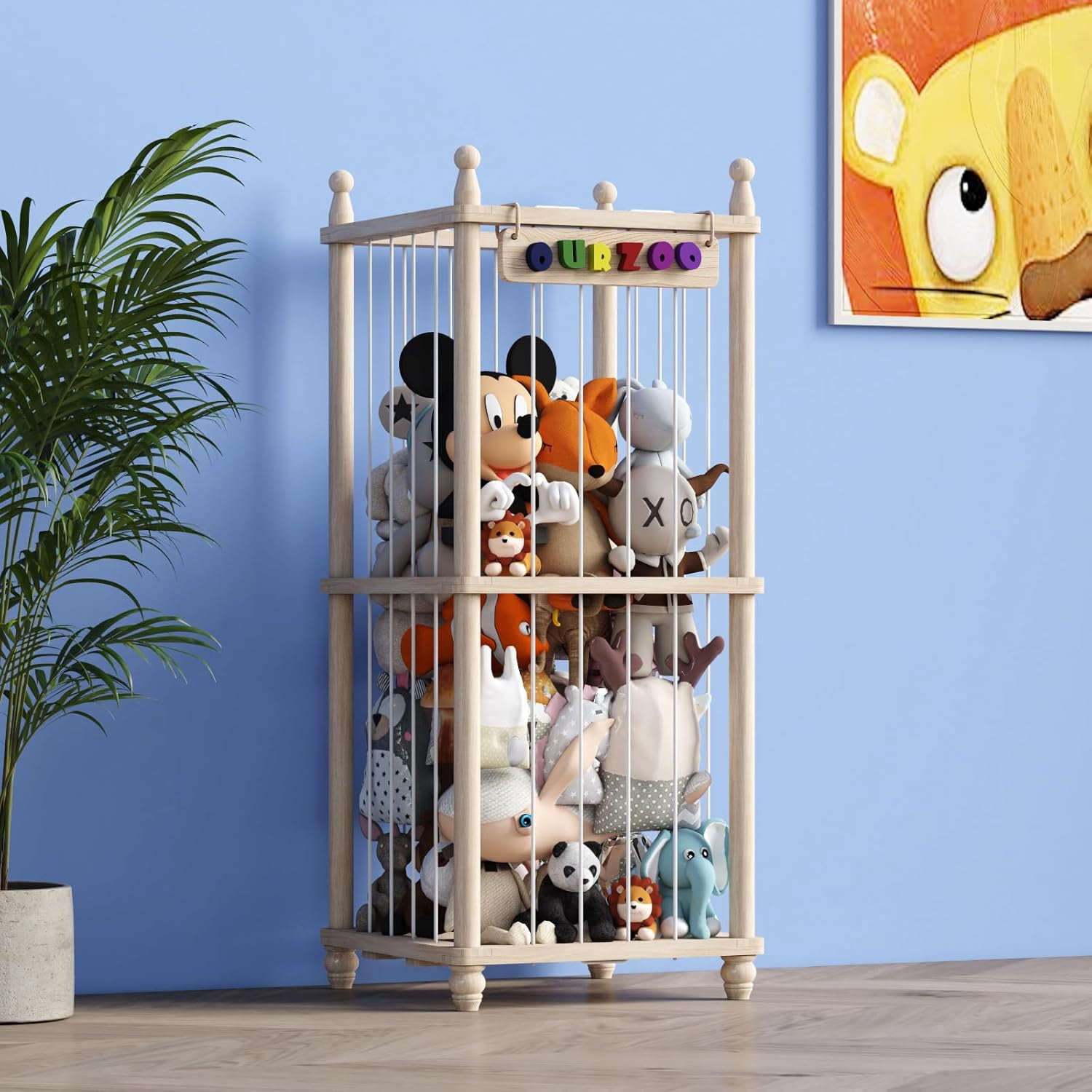 Stuffed Animal Storage Wood Toy Storage Organizer, Upgraded Design from ...