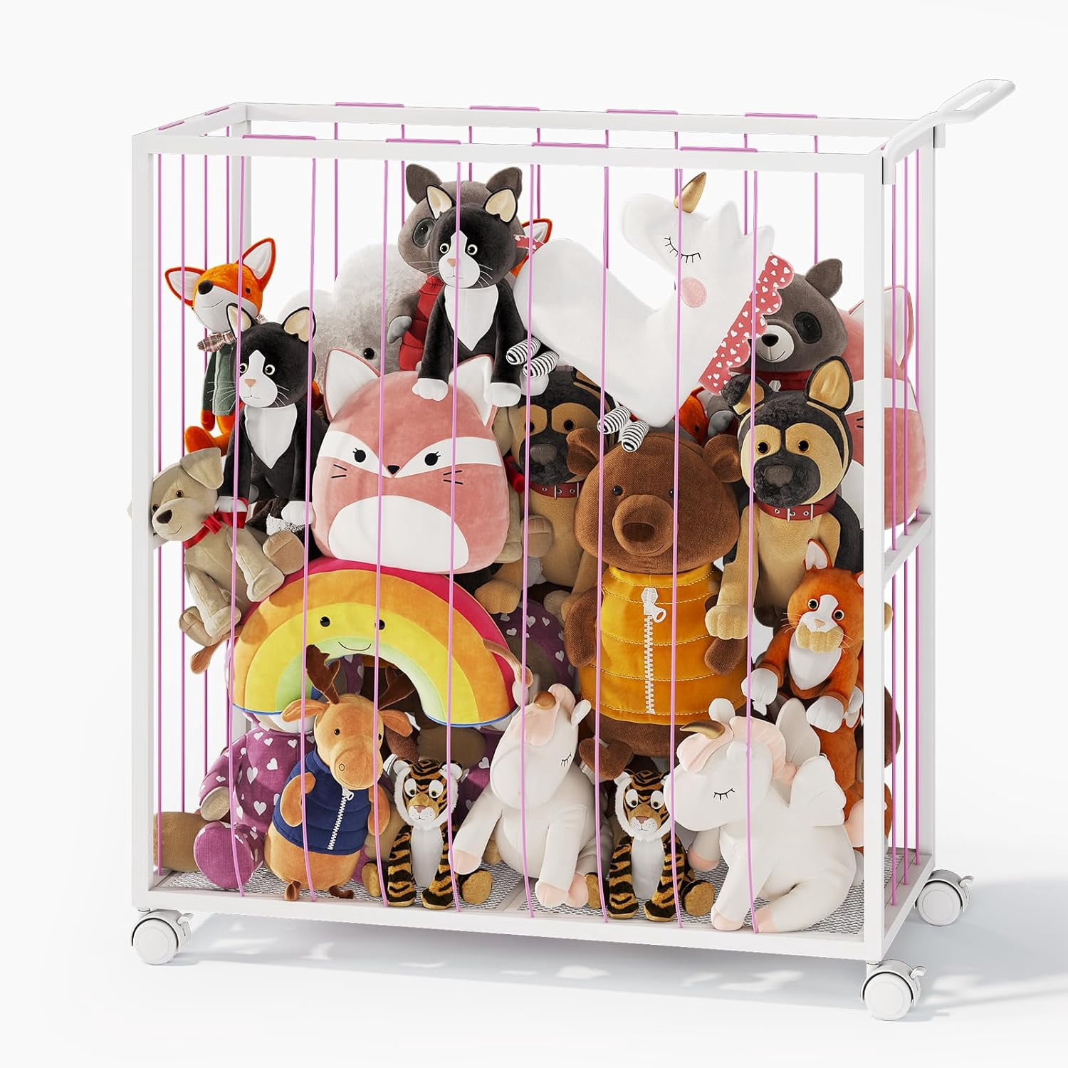 Stuffed Animal Storage - Zoo Stuffed Animal Net with Wheels, Save Space ...