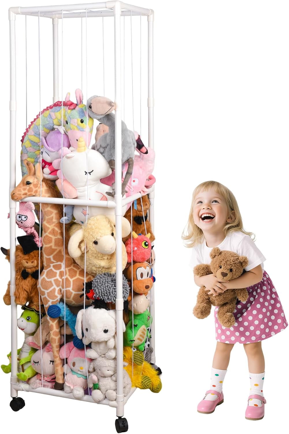 Stuffed Animal Storage Zoo with Wheels, Large Plush Toy Organizer for ...