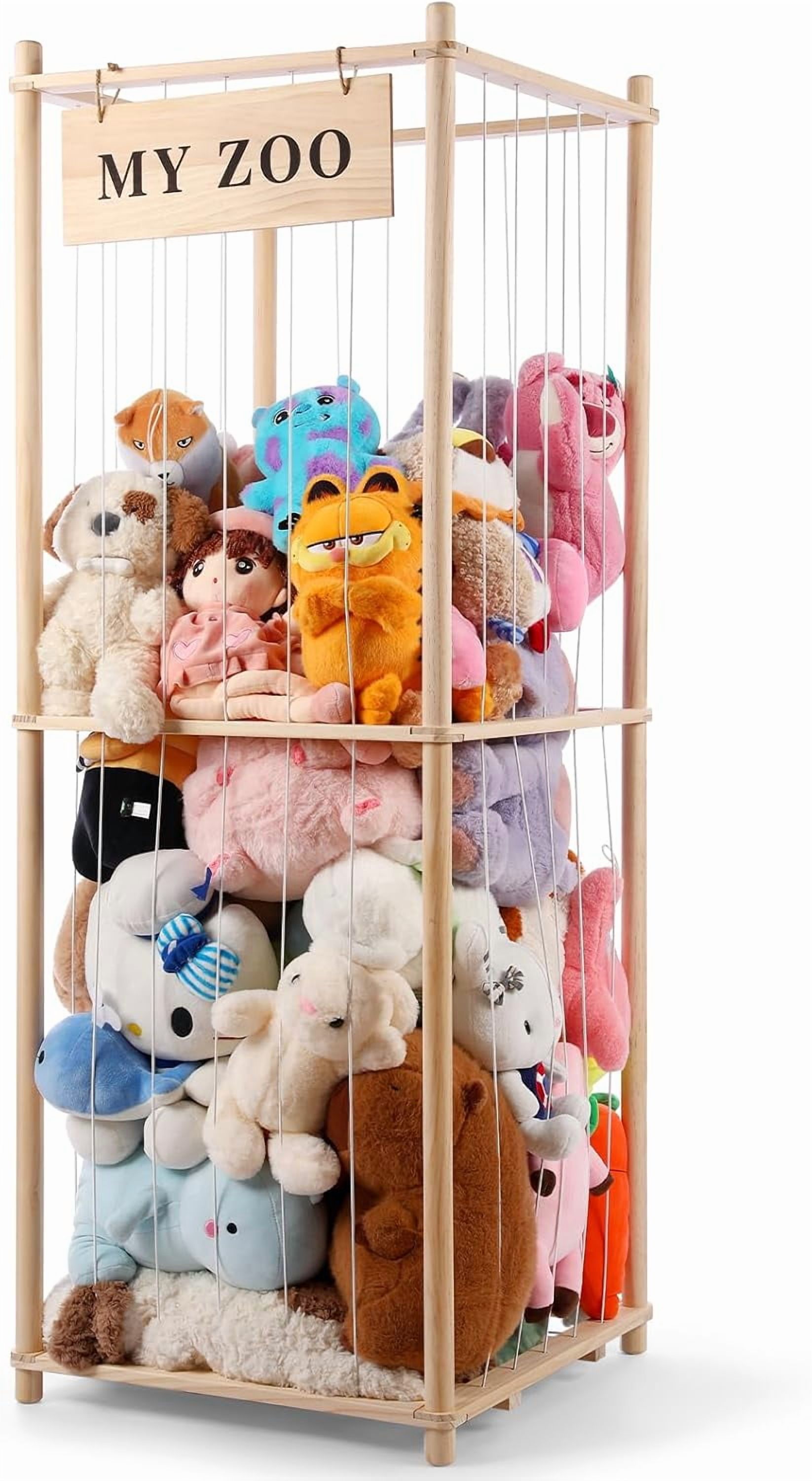 Stuffed Animal Storage Zoo, Wooden Stuffed Animal Organizer with ...