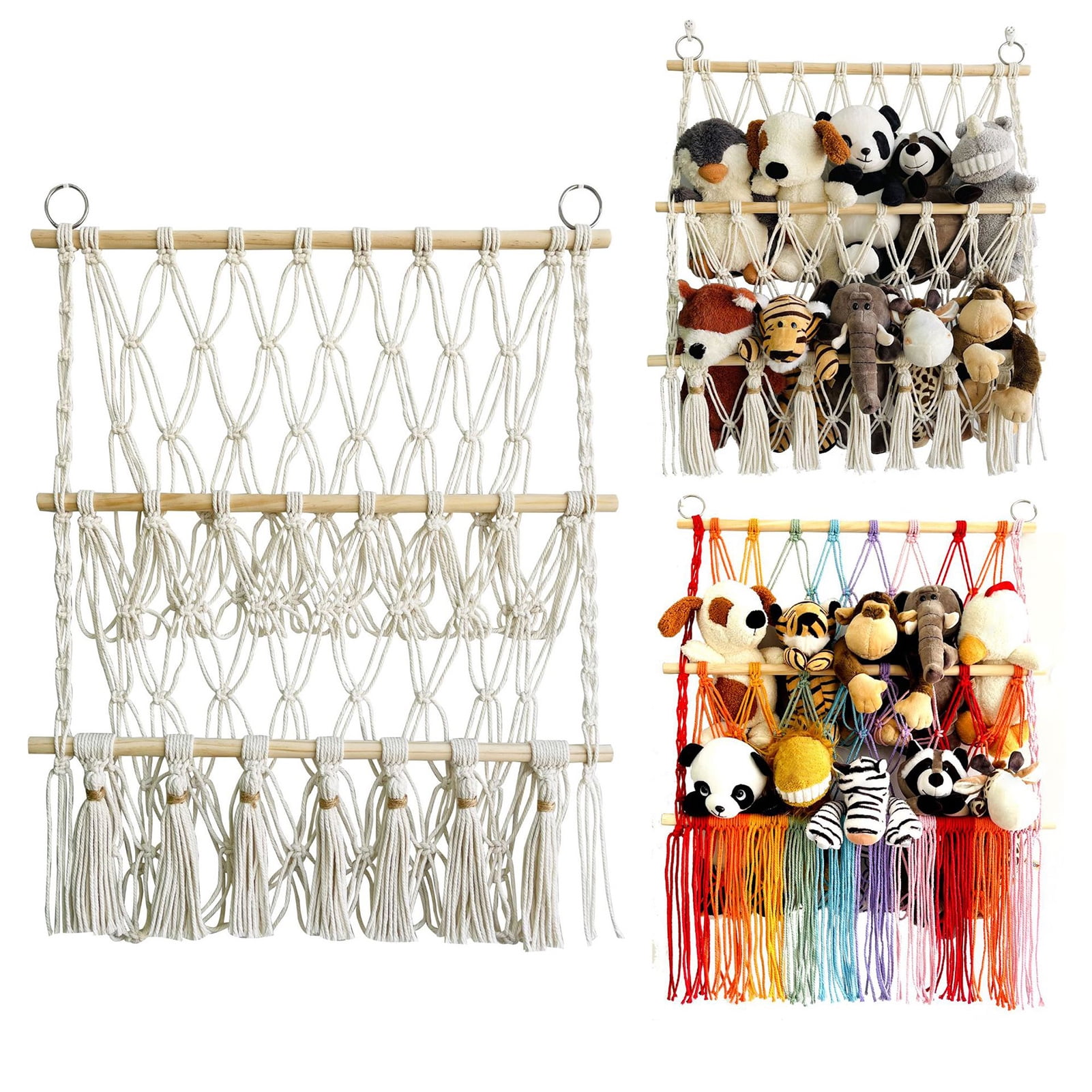 Stuffed Animal Toy Net Hammock Wall Hanging Organizer 2 Layer Design ...