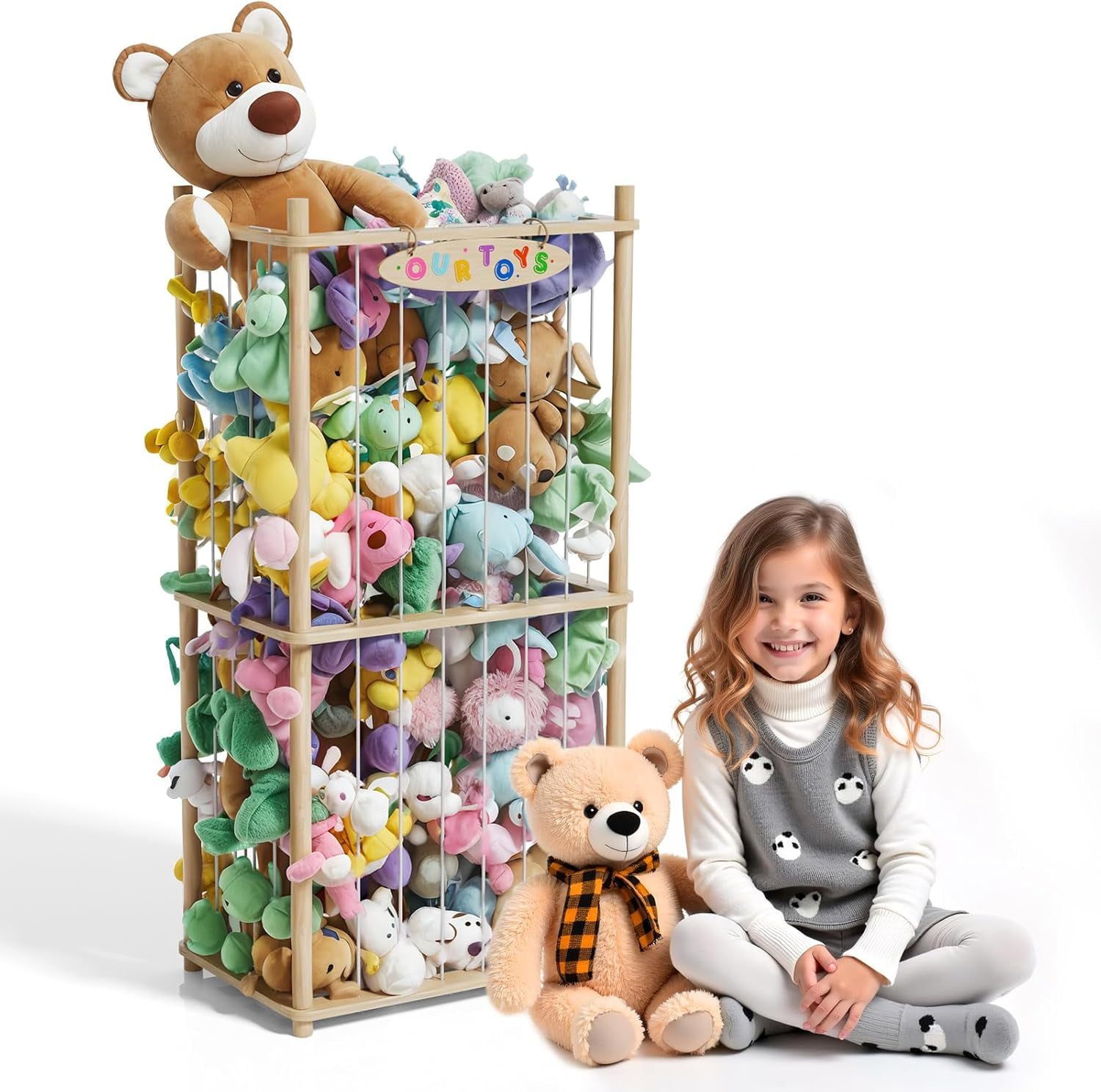 Stuffed Animal Toy Storage Organizer, Wooden Stuffed Animal Zoo Holder ...