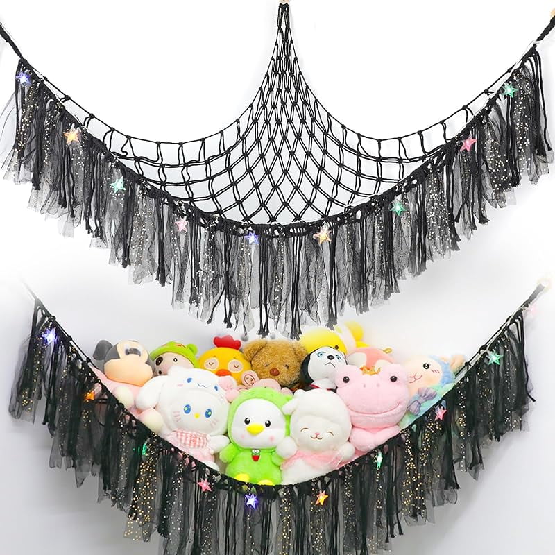 Stuffed Animals Net or Hammock with LED Light, 59 inch Toy Hammock Net ...