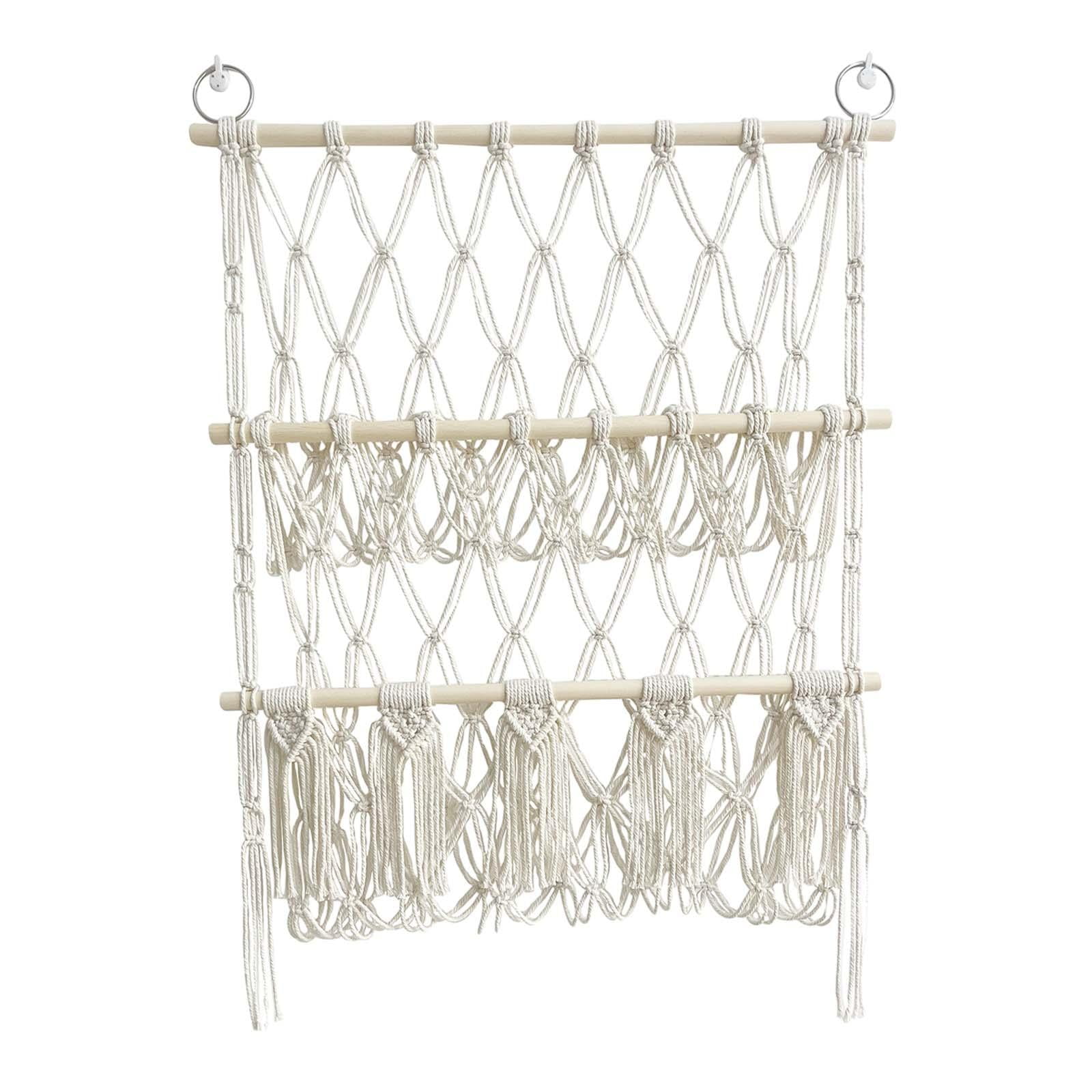 Stuffed Animals Net Hand Woven Rope Tapestry Wall Hanging Macrame Plush ...