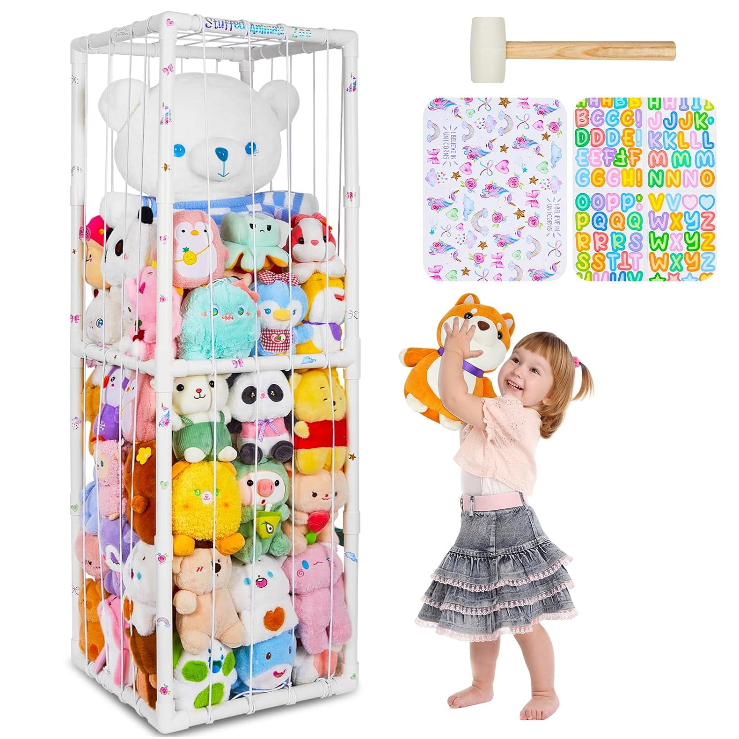 Stuffed Animals Storage Zoo Thicken PVC Tube Kids Toy Storage Organizer ...