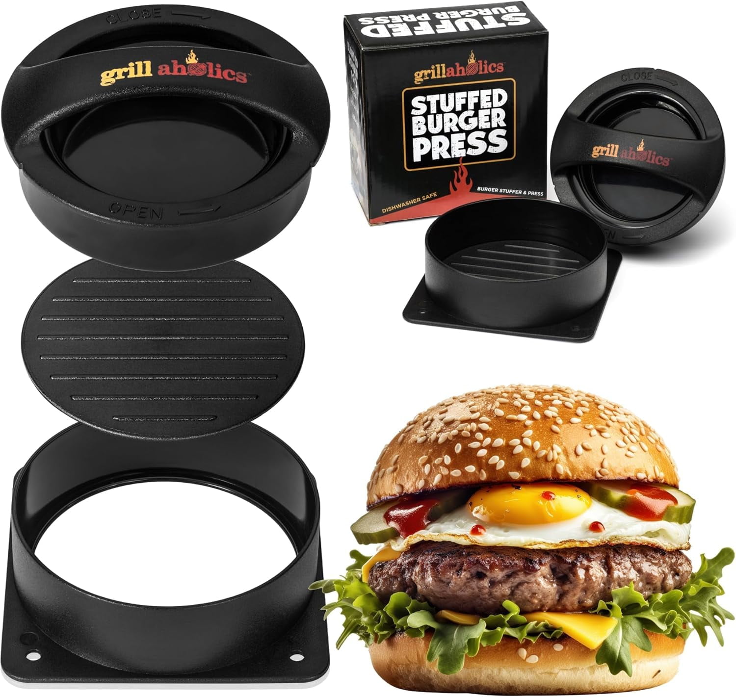 Stuffed Burger Press and Recipe eBook - Extended Warranty - Burger ...