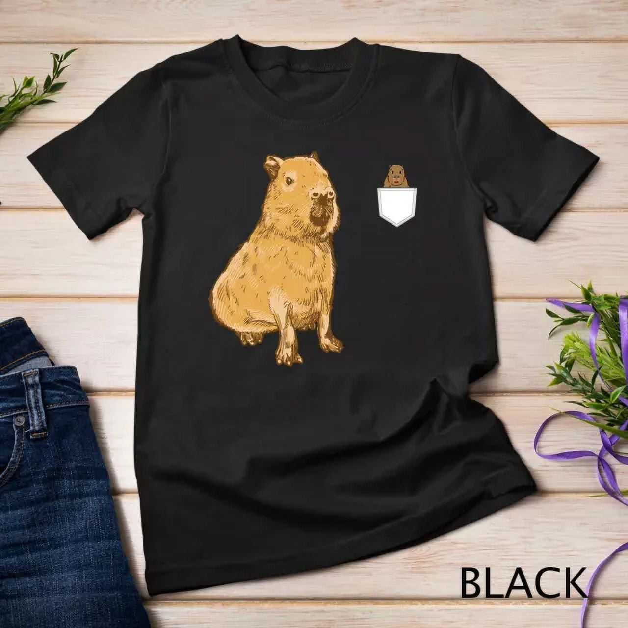 Stuffed Capybara Capy Bara Capibara Stuff Cappy Barra Pocket T-Shirt ...