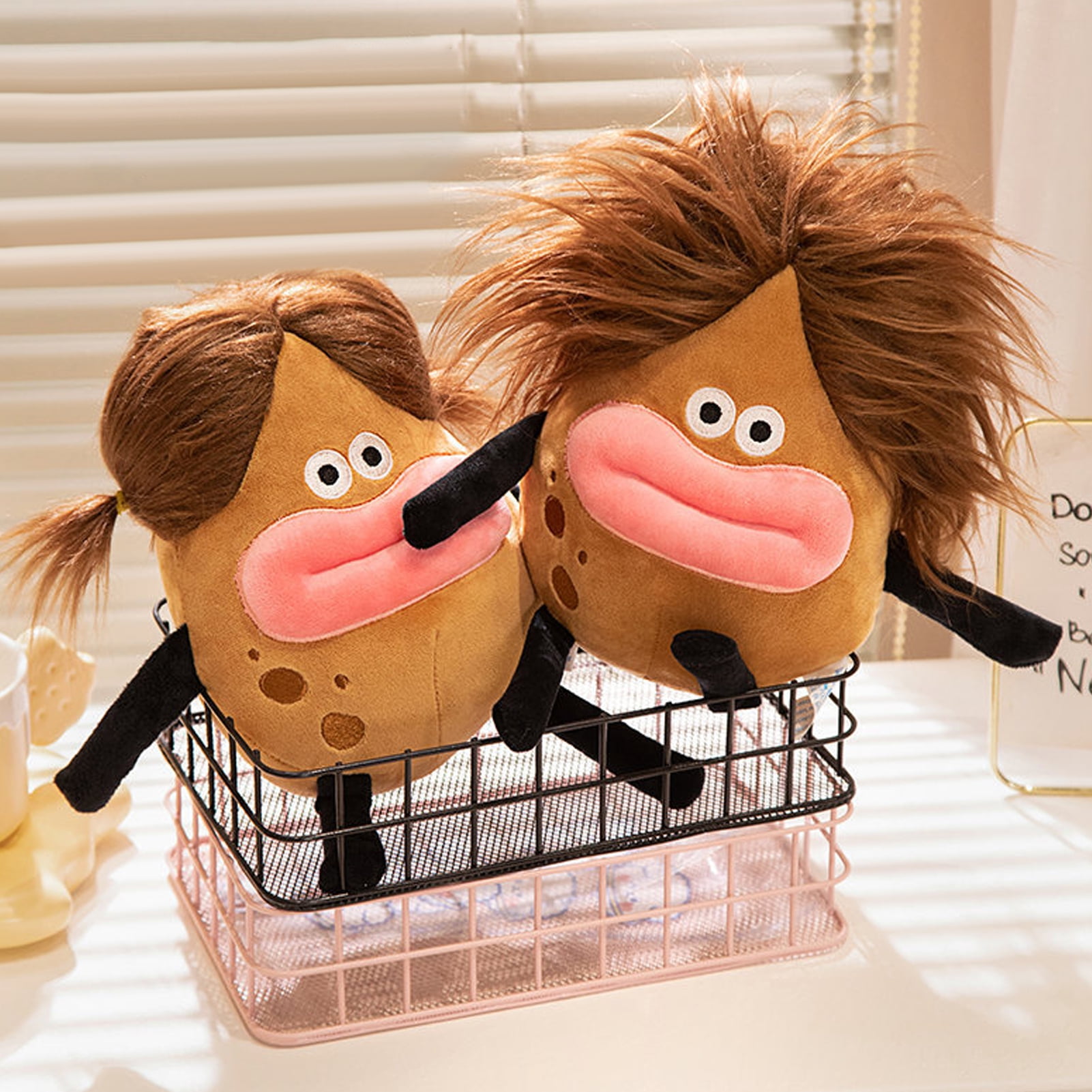 Stuffed Cartoon Potato Plush Toy Brown Hair Sausage-shaped Lip Cute ...