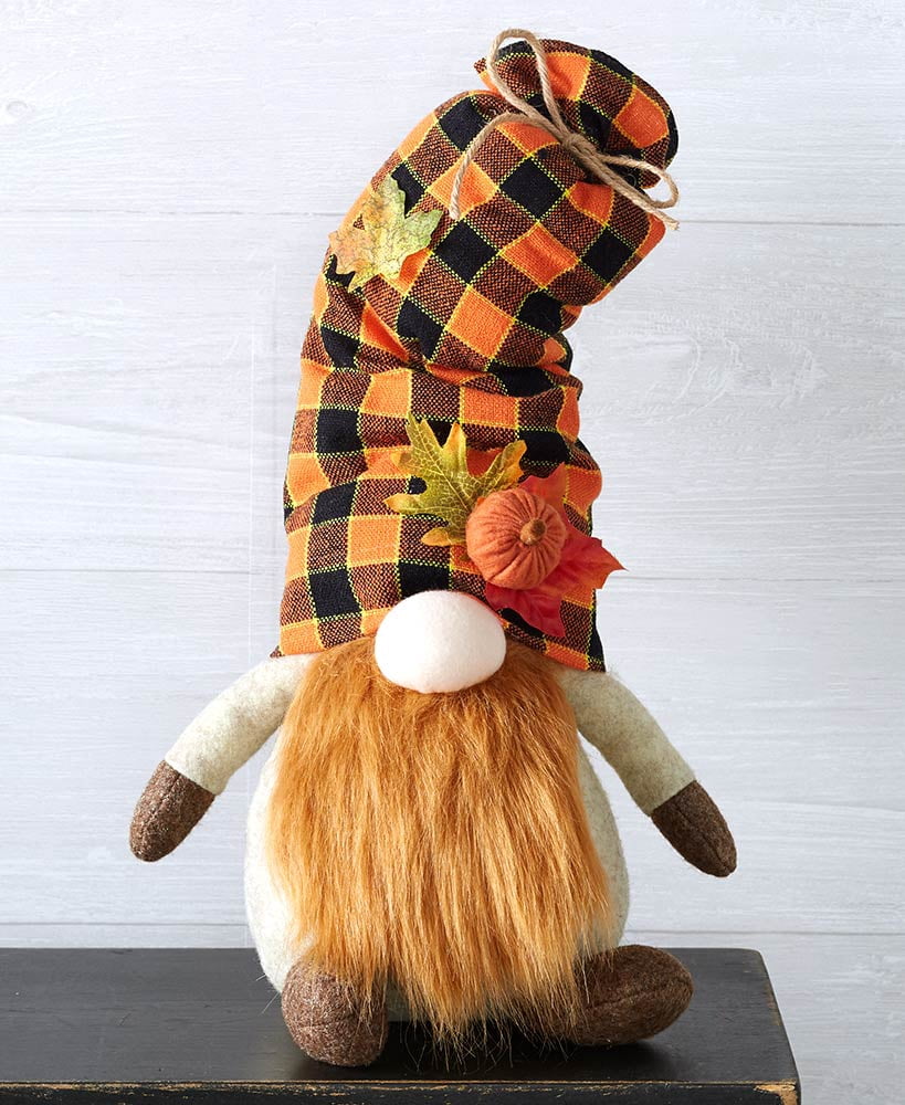 Stuffed Fall Gnome - Harvest Home Decor for Mantel or Table - Plaid ...
