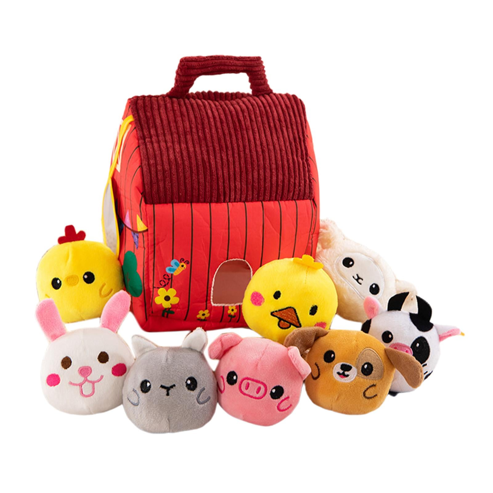 Stuffed Farm Animals Plush Toys Mini Farmhouse Set with Storage Box for ...