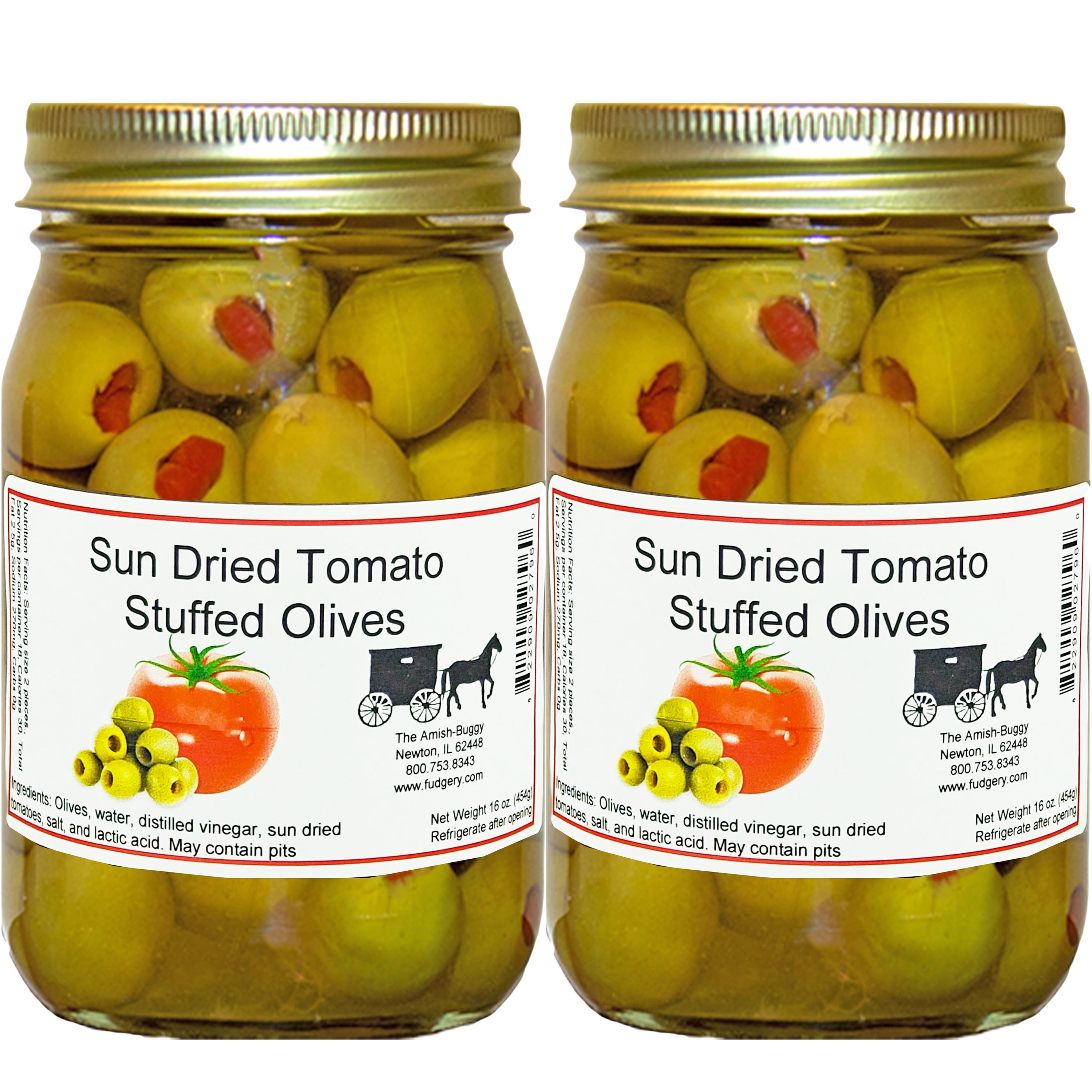 Stuffed Large Olives - Choose Two 16 oz. Jars (Sun Dried Tomato Stuffed ...