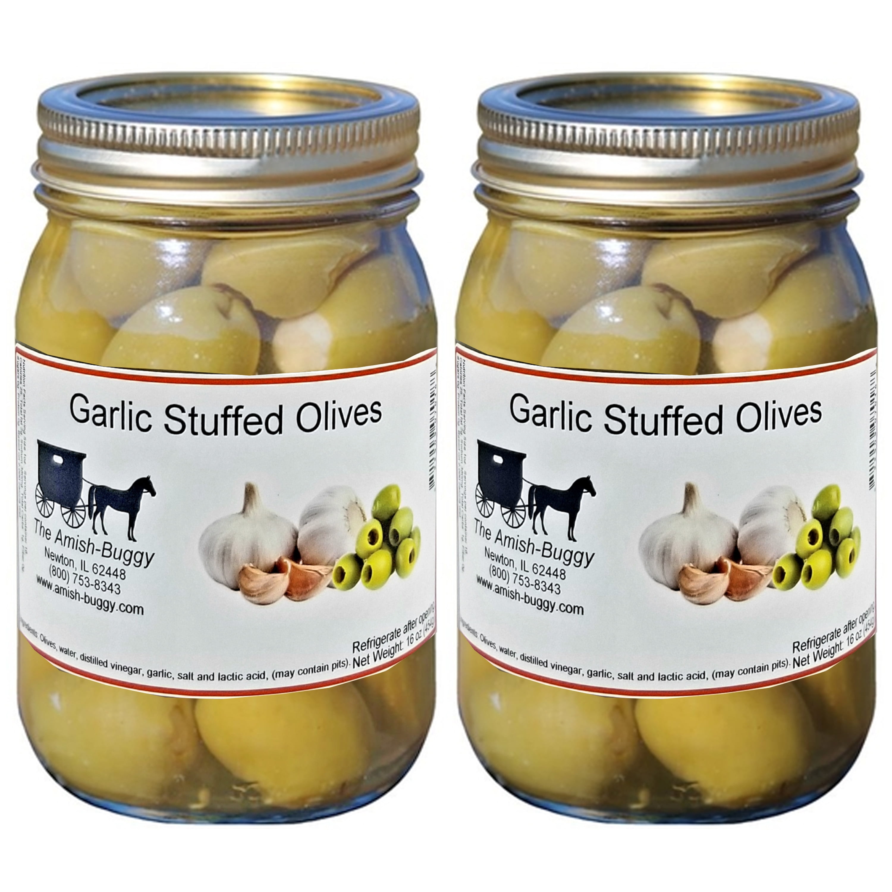 Stuffed Large Olives - Two 16 oz. Jars (Garlic Stuffed Olives ...