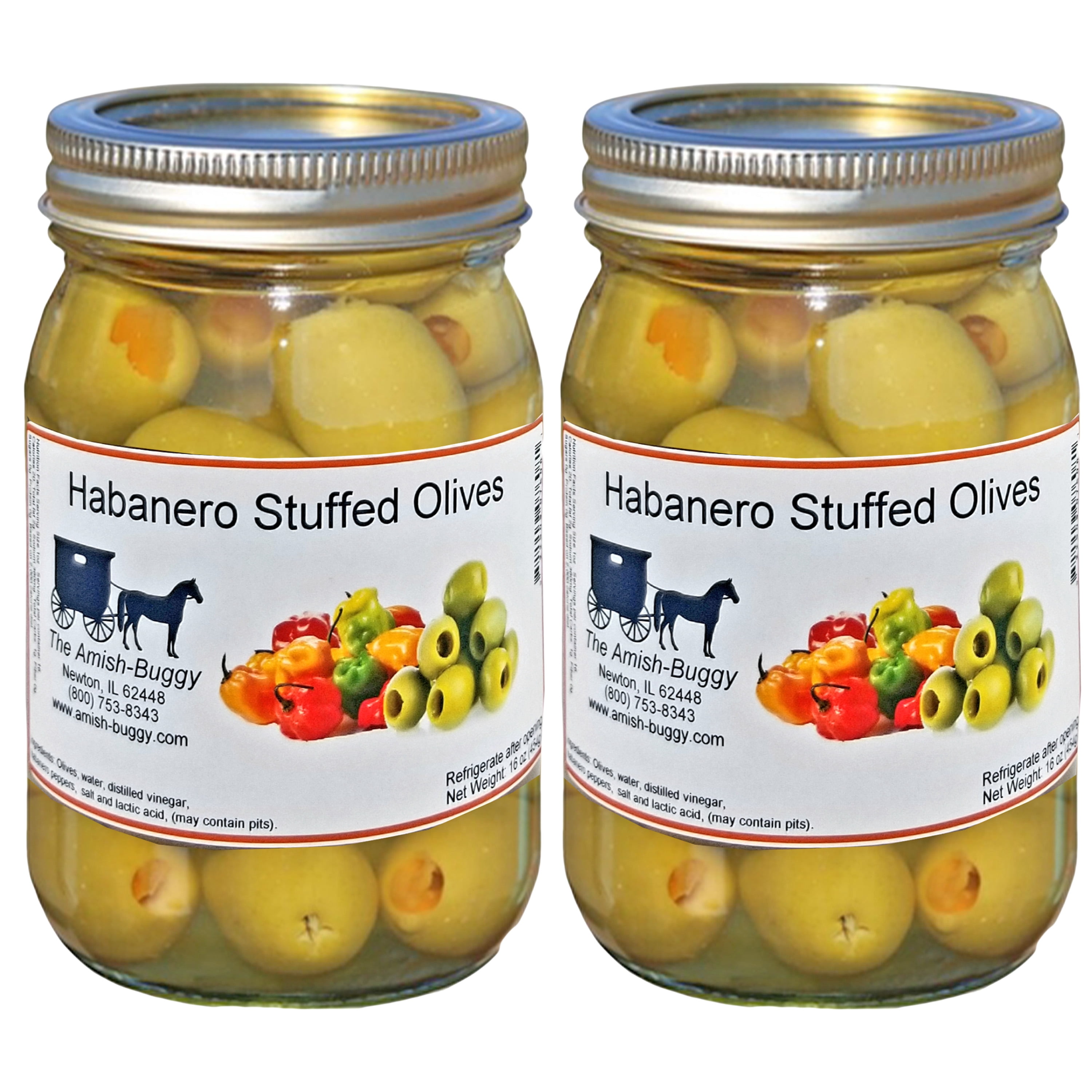 Stuffed Large Olives - Two 16 oz. Jars (Habanero Stuffed Olives ...