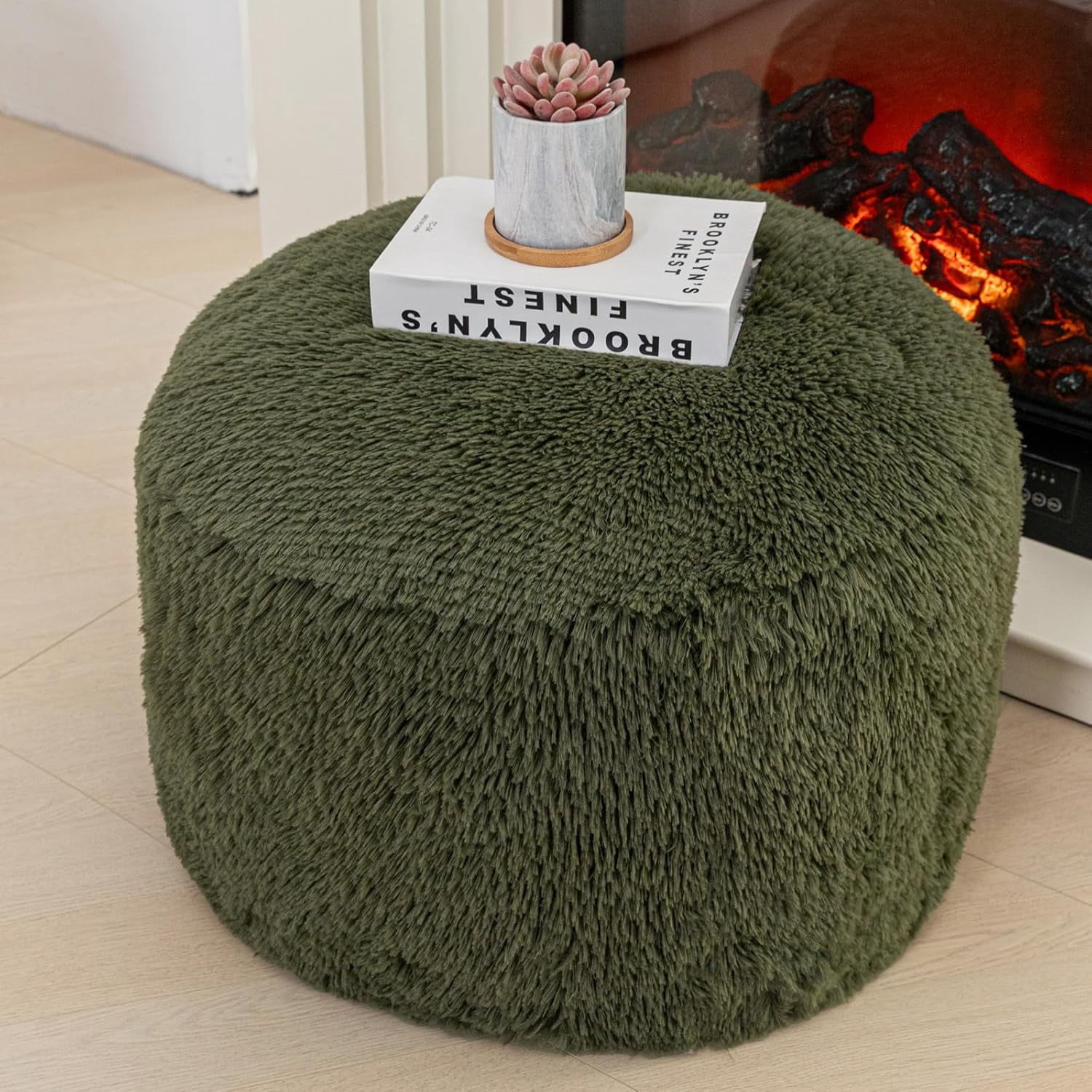Stuffed Pouf Ottoman High Density Foam Filler Plush Fiber Pouf Stool ...
