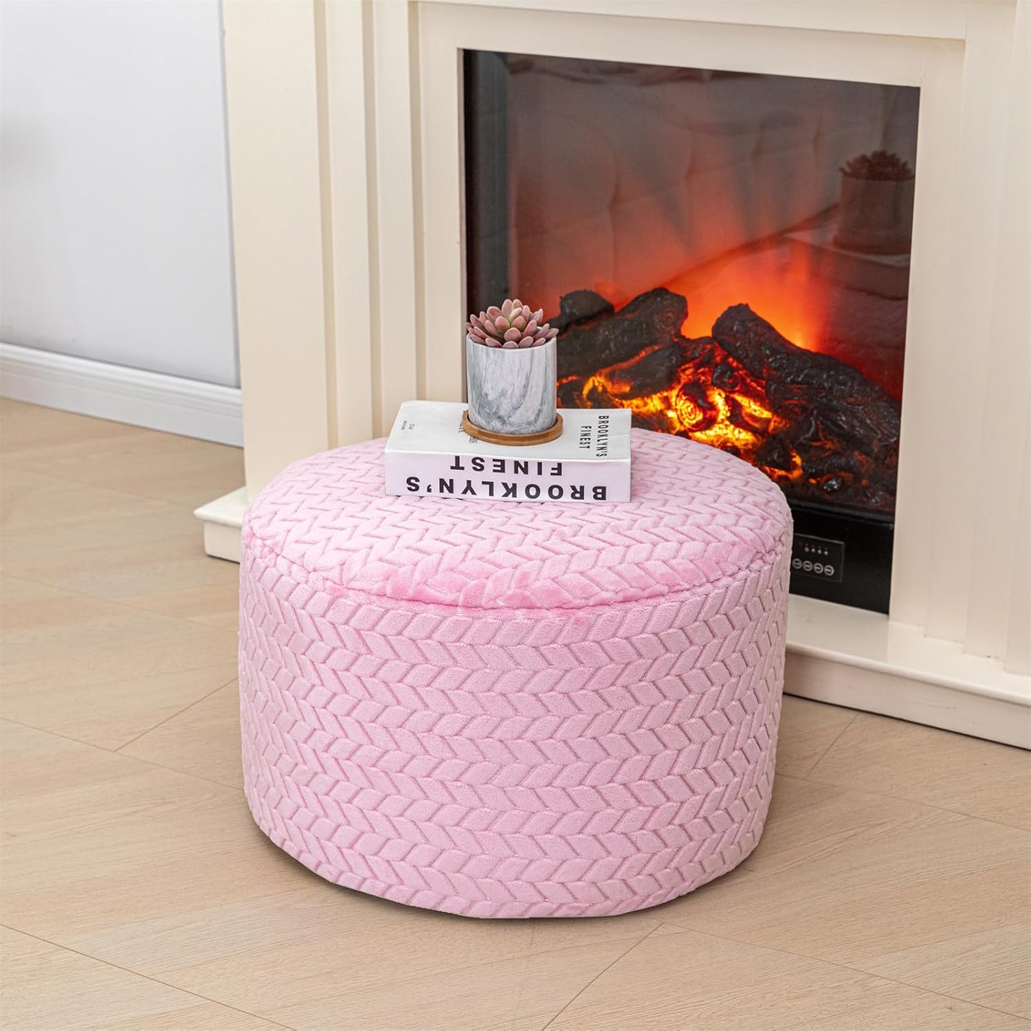 Stuffed Pouf Ottoman, Ottoman Pouf for Living Room Bedroom Floor ...
