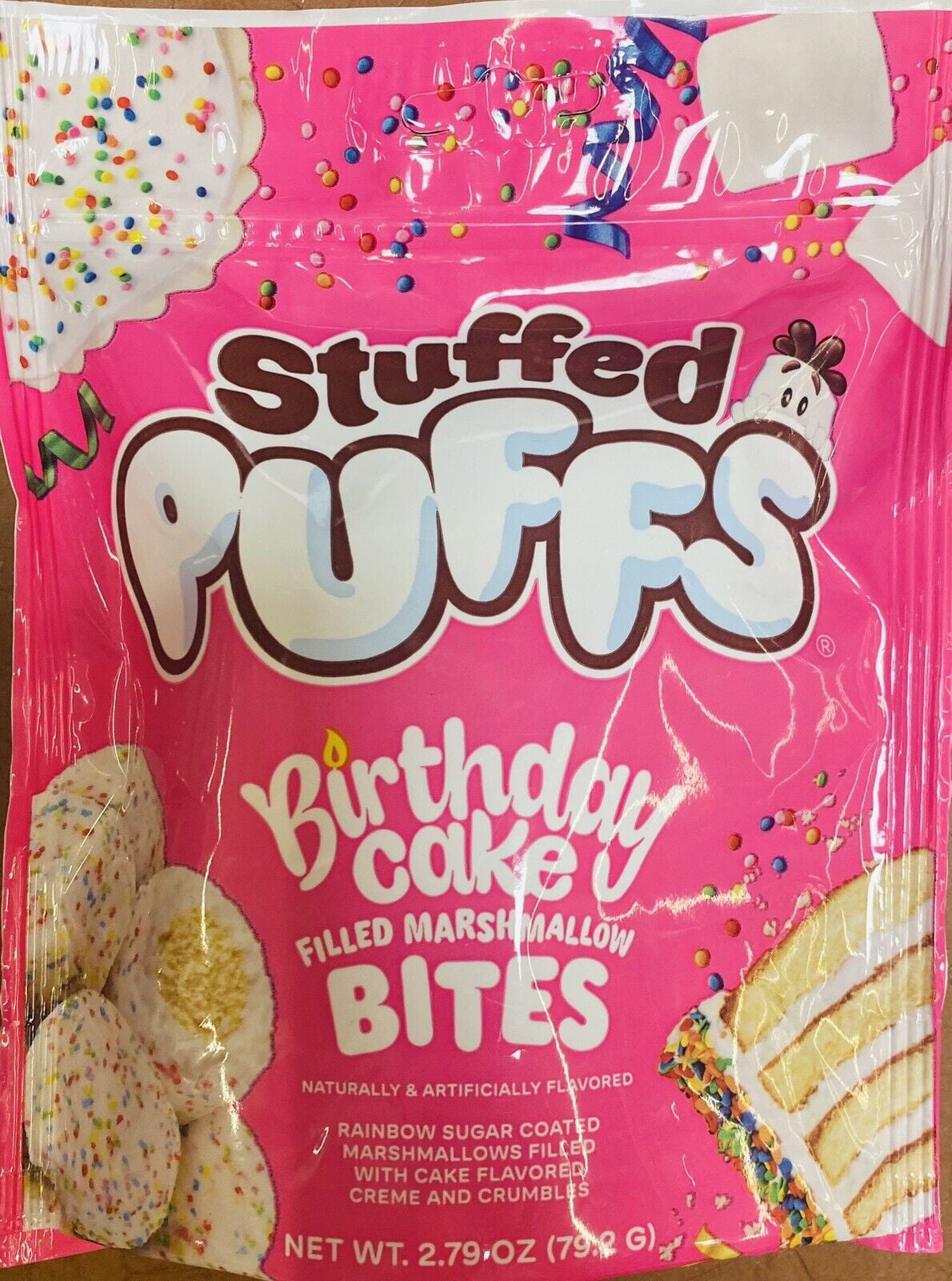 Stuffed Puffs BIRTHDAY CAKE Filled Marshmallow bites 2.79 oz bag - FREE ...