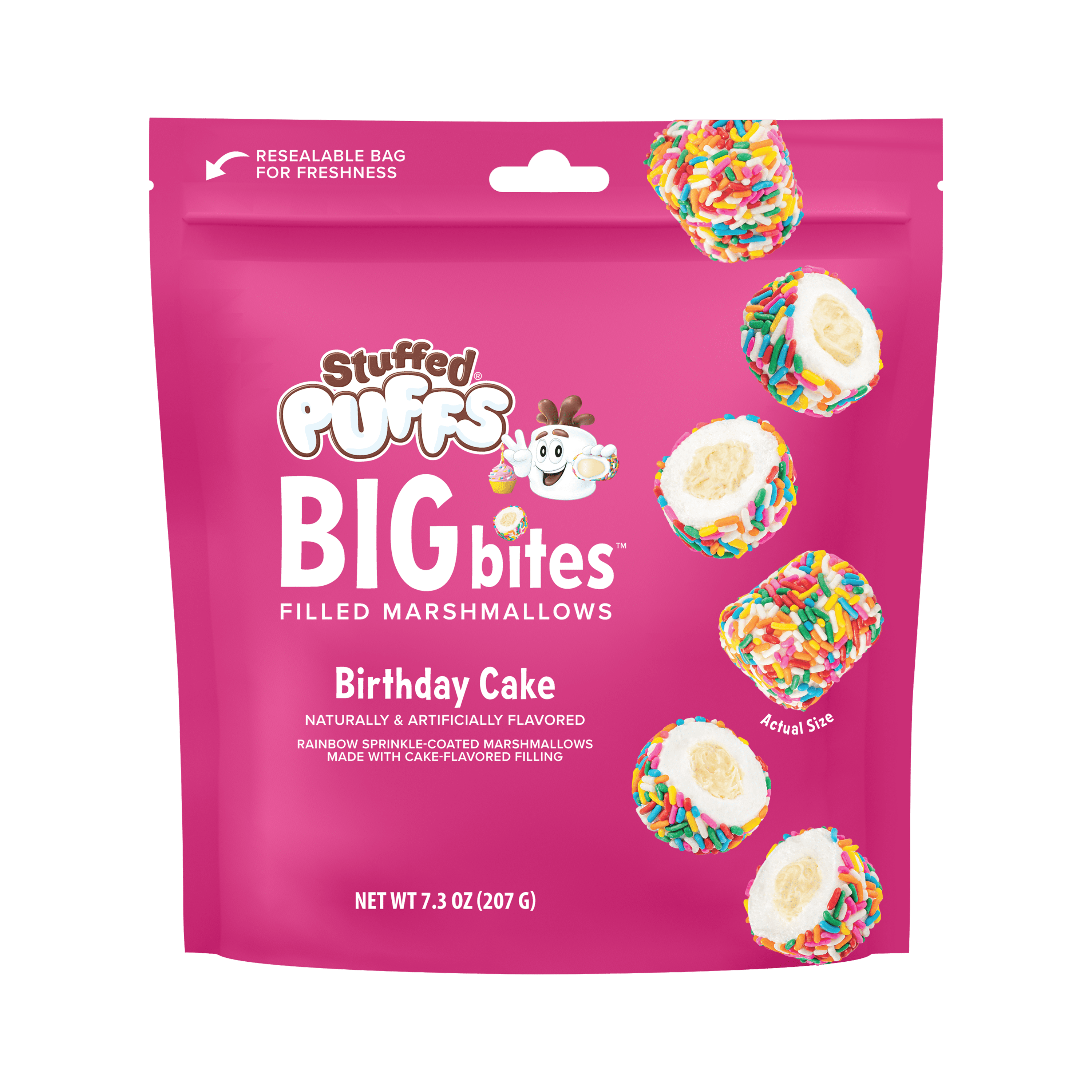 Stuffed Puffs Big Bites Birthday Cake Filled Marshmallows, 7.3 oz ...
