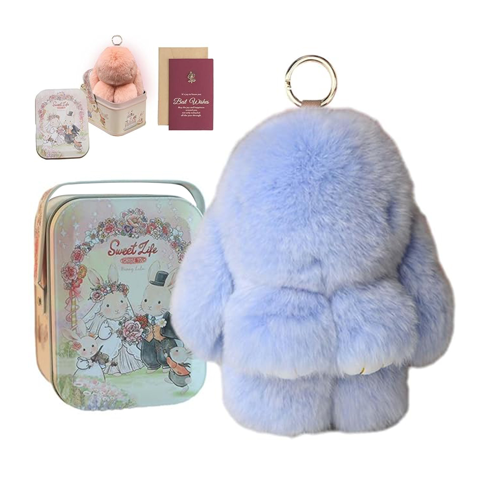 Stuffed Rabbit Plush Doll Keychain Cute Bunny Keychain With Exquisite ...