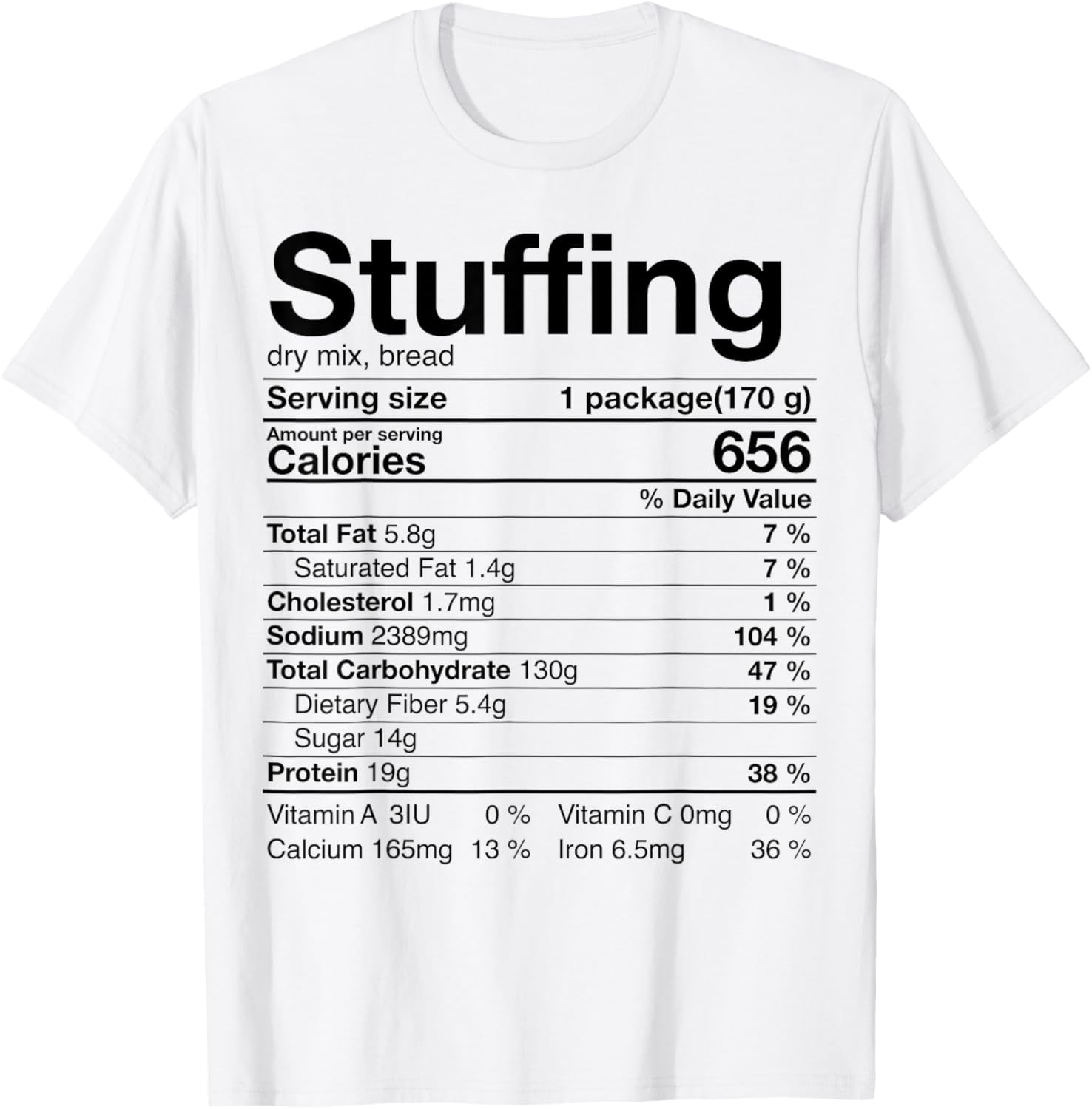 Stuffing Nutrition Facts Thanksgiving Gifts Turkey Day T-Shirt ...