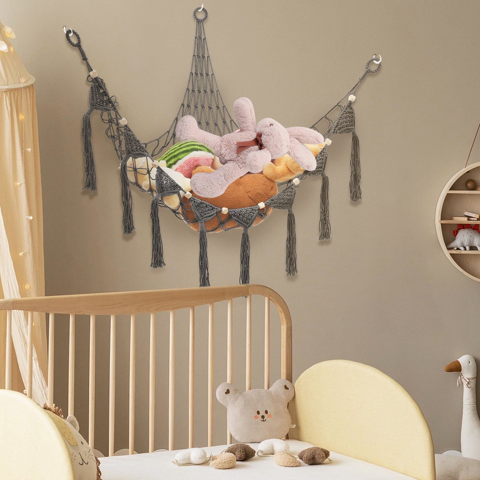 Stuffy Hammock Cotton Rope Stuffed Animal Hammock Large Capacity ...