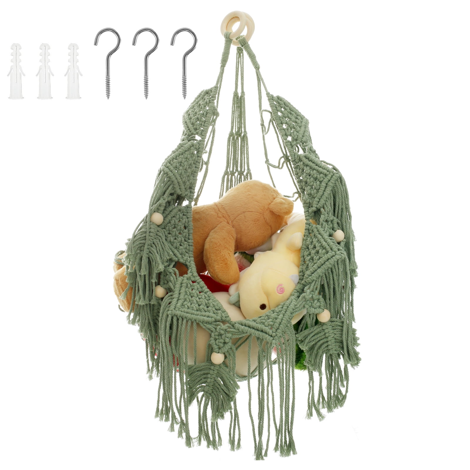 Stuffy Hammock Cotton Rope Stuffed Animal Toy Hammock Large Capacity ...