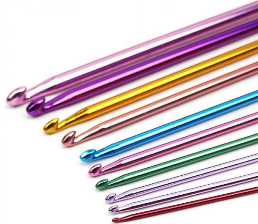 Set of 11 Multicolour Aluminum Tunisian/Afghan Crochet Hooks Needles ...